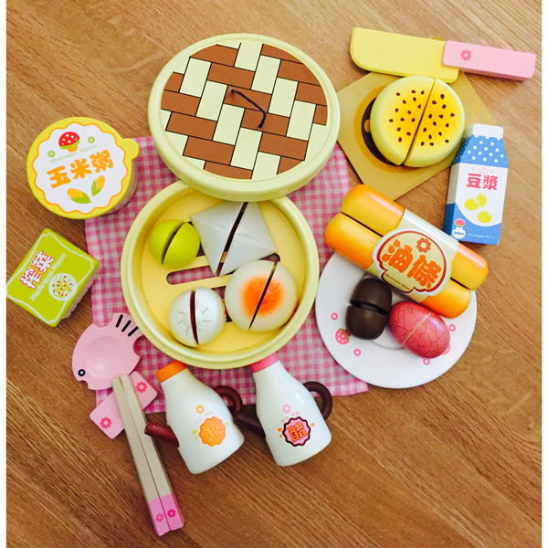 Asian Breakfast Deluxe Wooden Play Food Set – tiny sponge