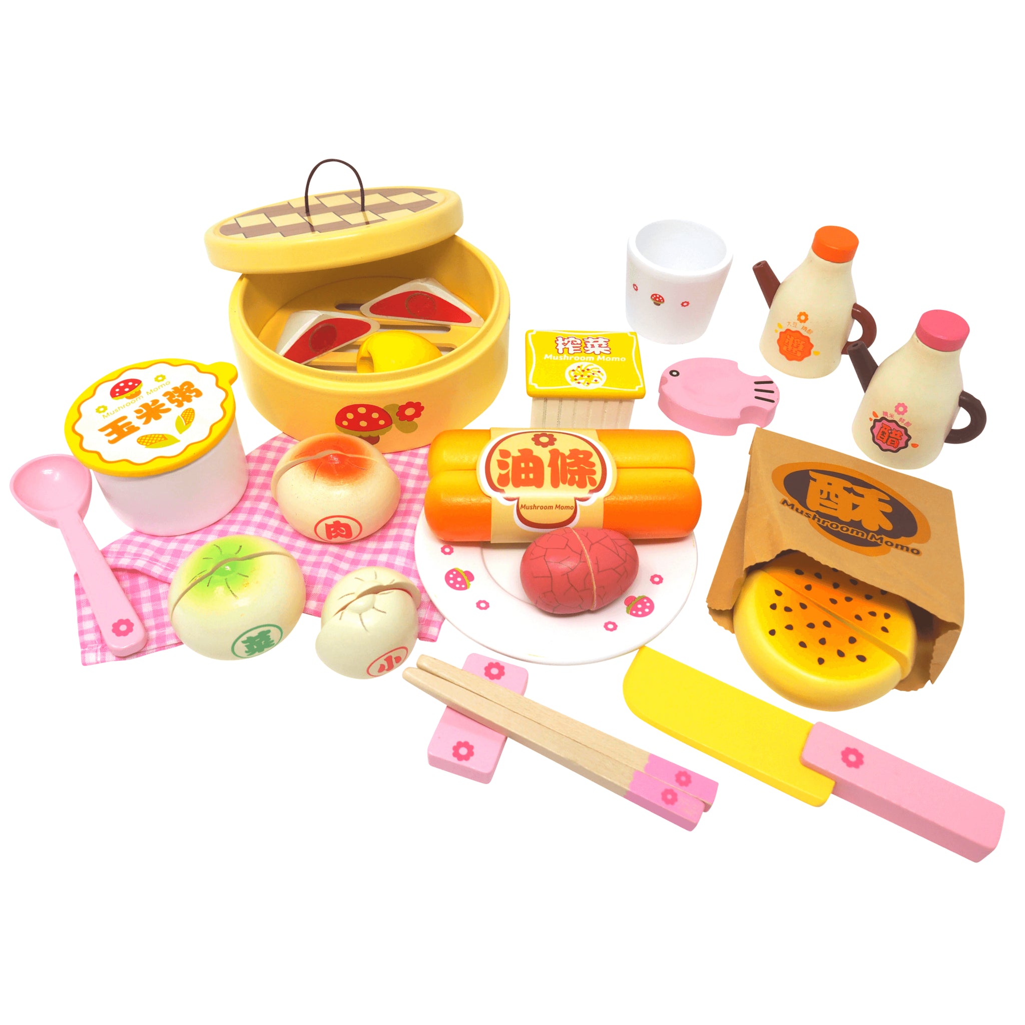 Asian Breakfast Deluxe Wooden Play Food Set – tiny sponge